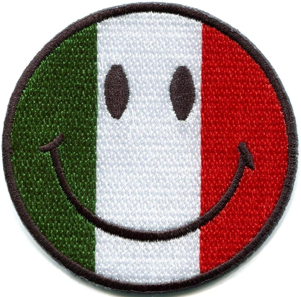 Amazon.com: Smiley face Italy Italian flag smile retro fun applique ...
