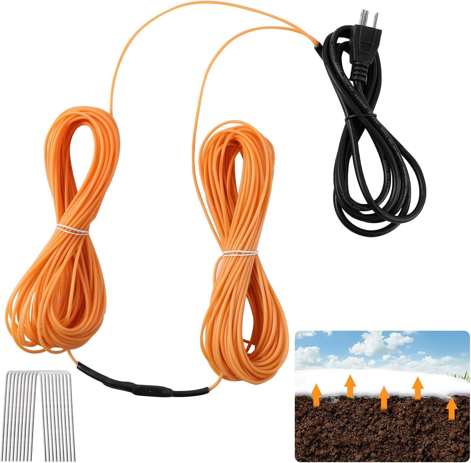 Amazon.com : 59Ft Soil Heating Cable with Thermostat, Rubber Heated ...