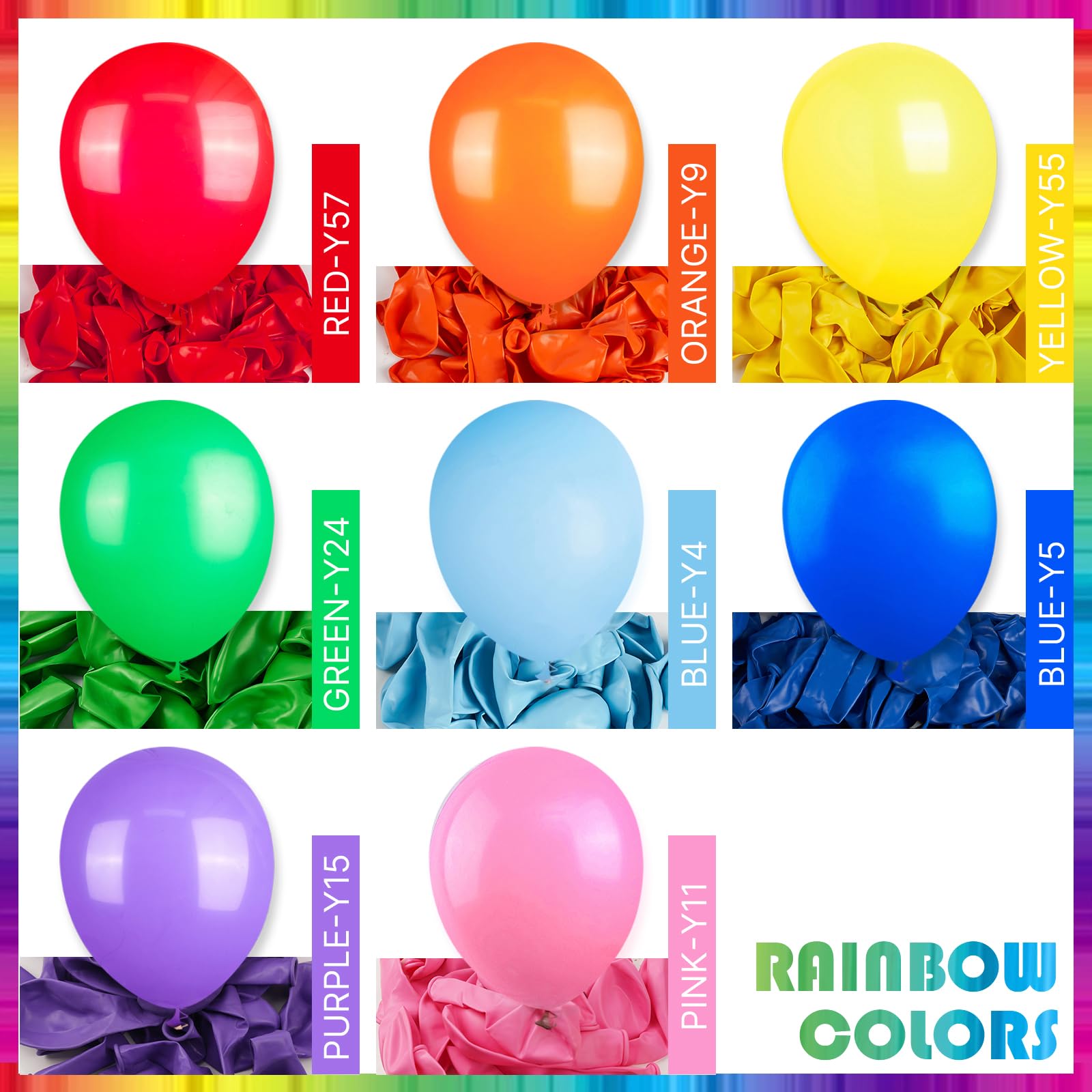 Snapklik.com : Assorted Colors Rainbow Balloons 50pcs 5 Inch Multicolor ...