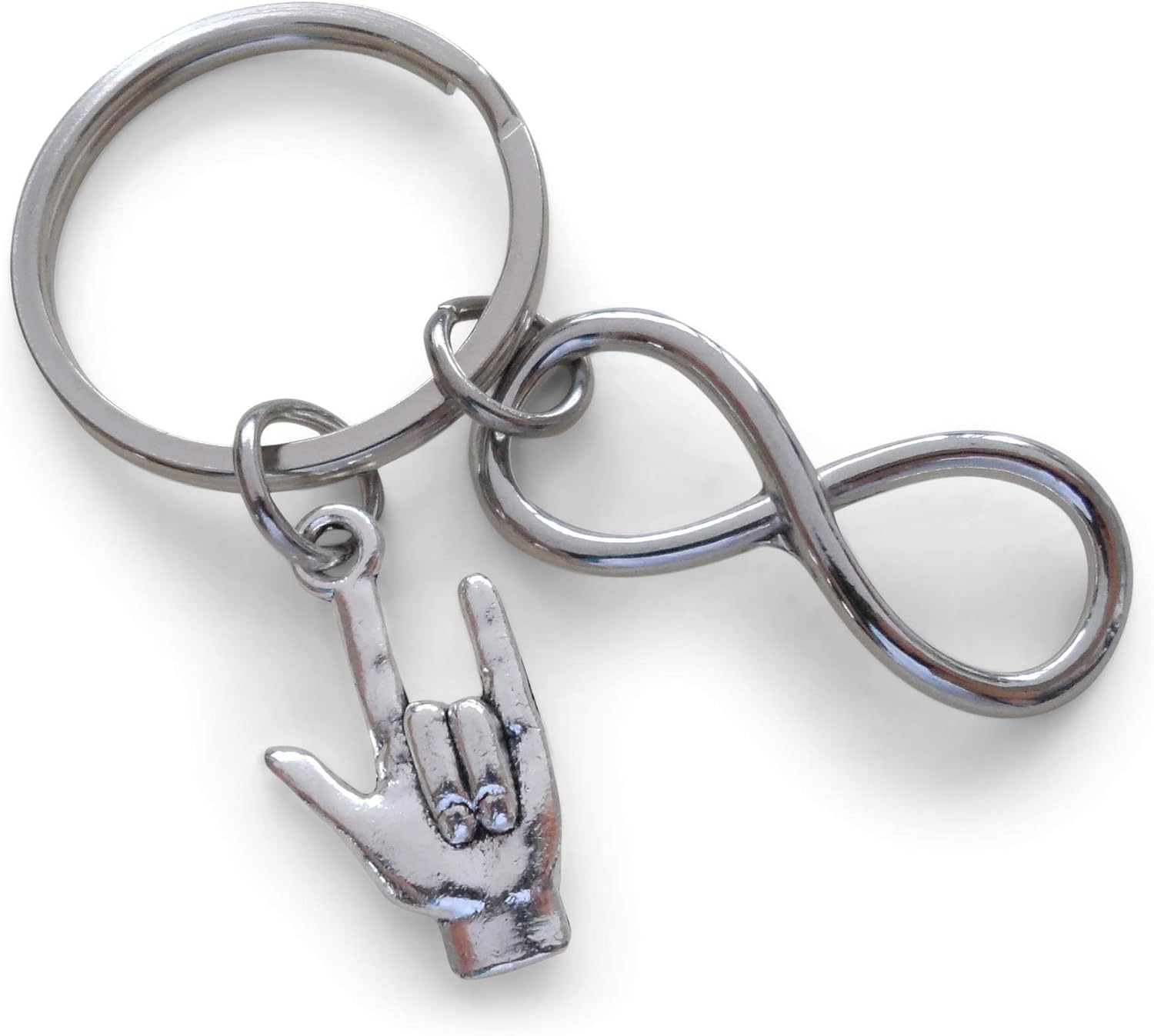 Amazon.com: Infinity Symbol Keychain with ASL I Love You Hand Charm ...