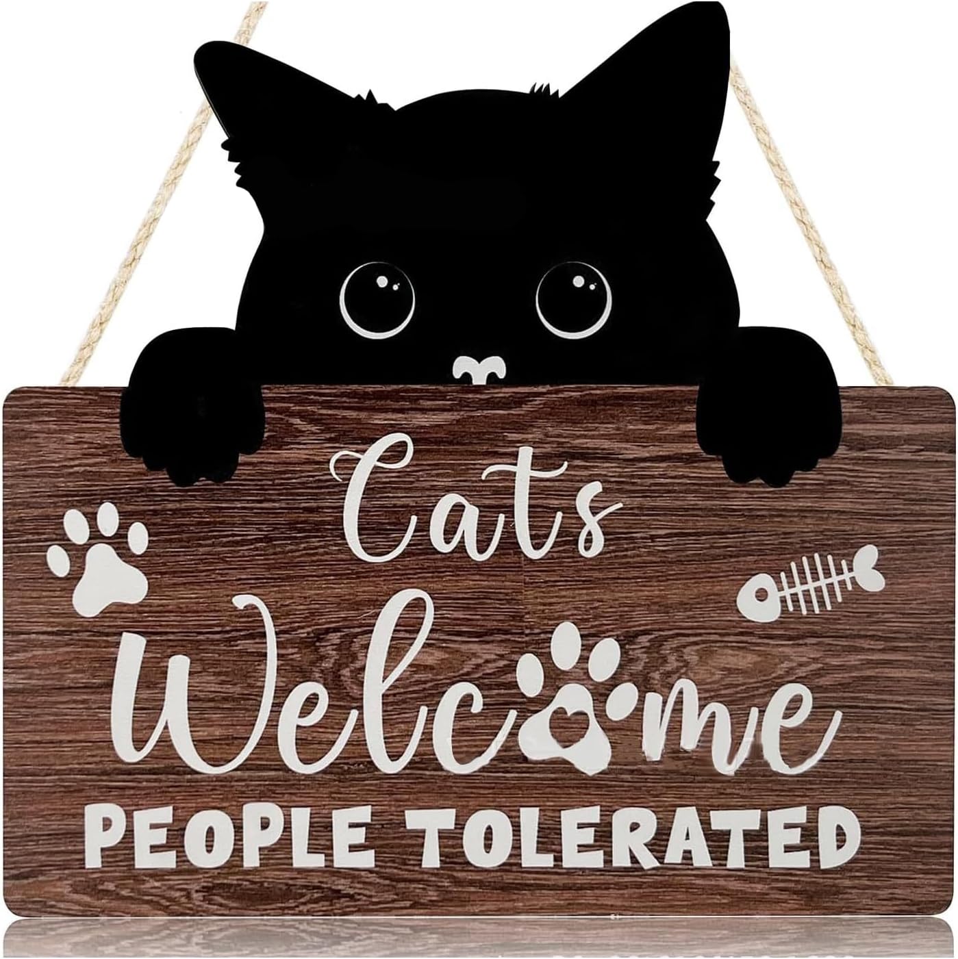 Cat Welcome Sign,Black Cat Welcome Wood Plaque for Home Decor,Funny ...
