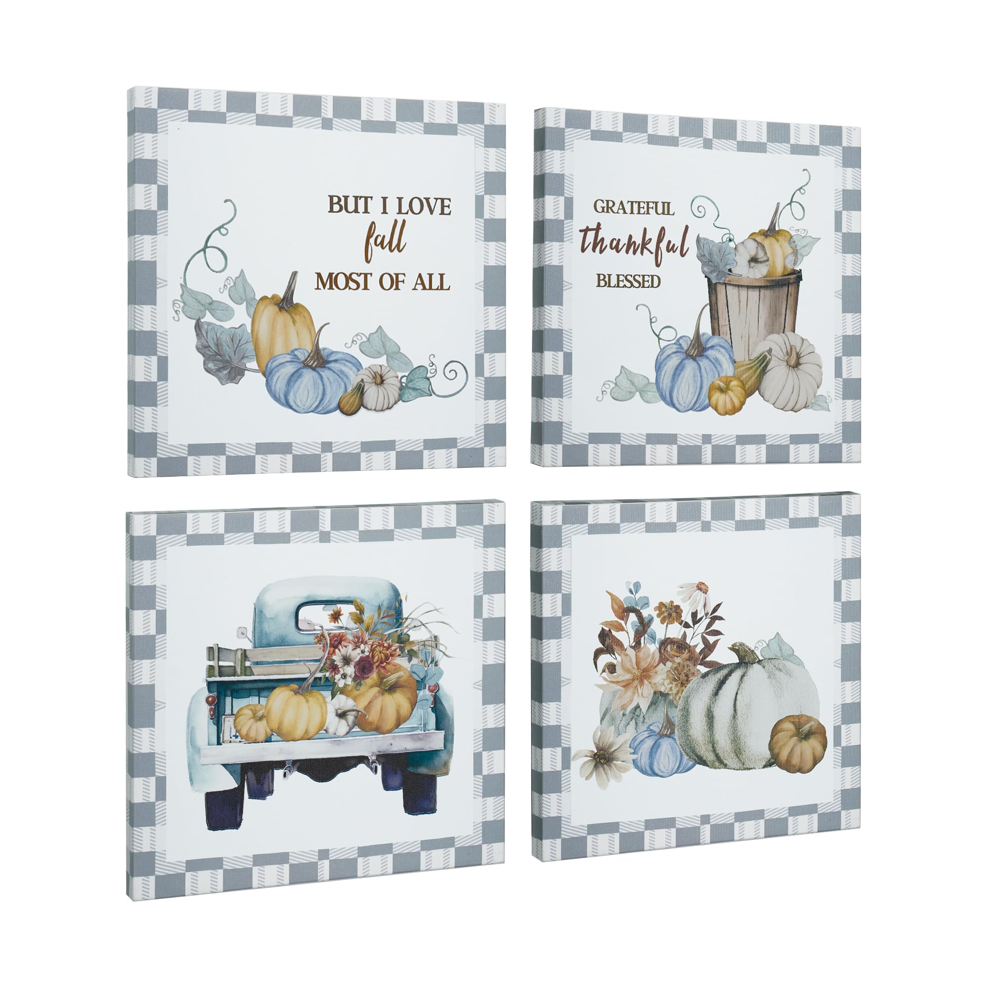 Amazon.com: ArtbyHannah Fall Wall Art Framed Fall Wall Decor with Blue ...