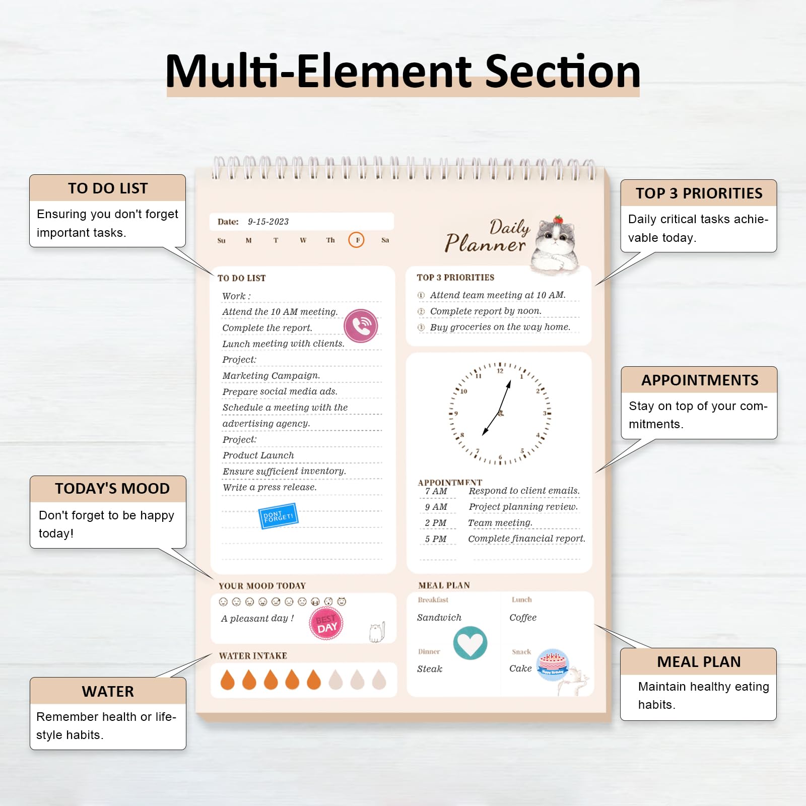 Snapklik.com : JollyTrip To Do List Notepad 8.5" X 11" Spiral Bound Undated Daily Planner, 52 ...