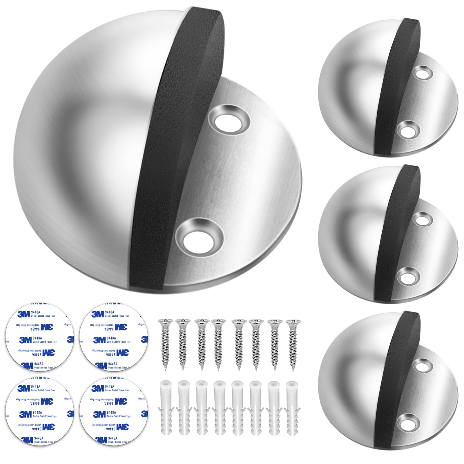 Snapklik.com : 4 Pack Door Stoppers, Stainless Steel Floor Door Stop ...