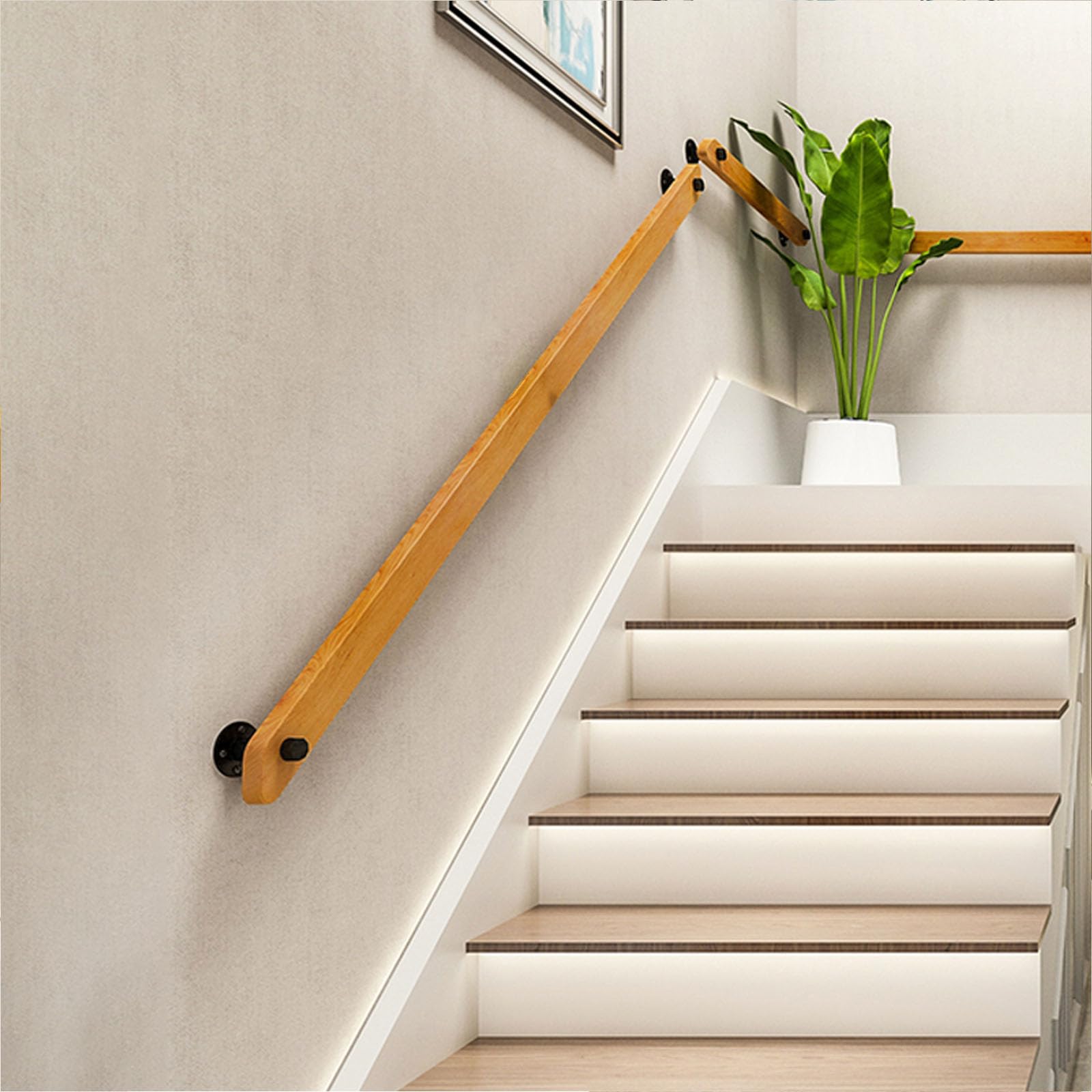 Wooden Stair Handrails, Safety and Non-Slip, Single Piece armrest with ...