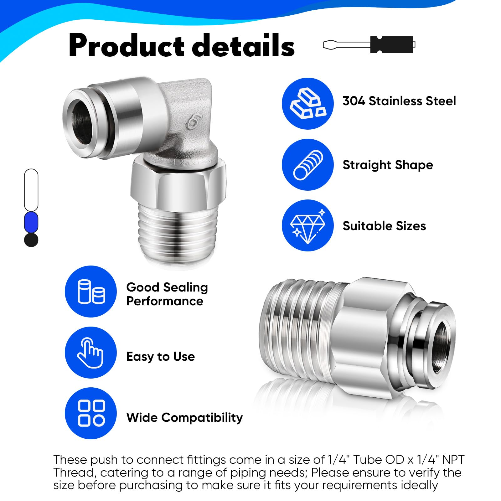 Snapklik.com : 4 Pcs Pneumatic 304 Stainless Steel Male Straight Pipe ...