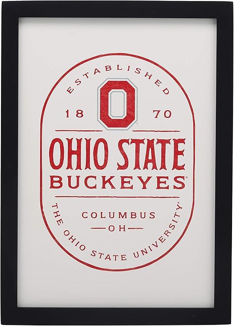 Amazon.com: Ohio State University Badge Framed Wood Wall Decor ...