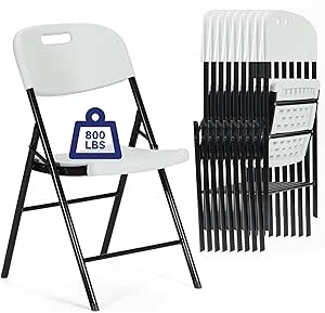 Amazon.com: Winlice 10 Pack Thicker 800 LBS White Folding Chairs ...