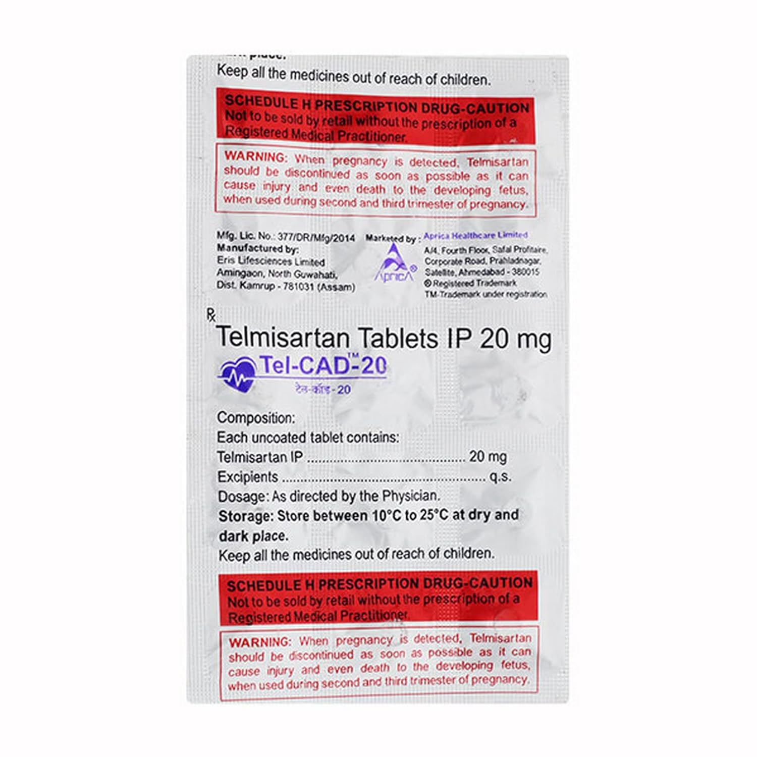 Tel-Cad-20mg - Strip of 15 Tablets : Amazon.in: Health & Personal Care
