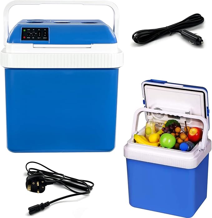 24L Electric Cool Box Cooler for Drinks Food Ice, Hot & Cold Coolbox ...