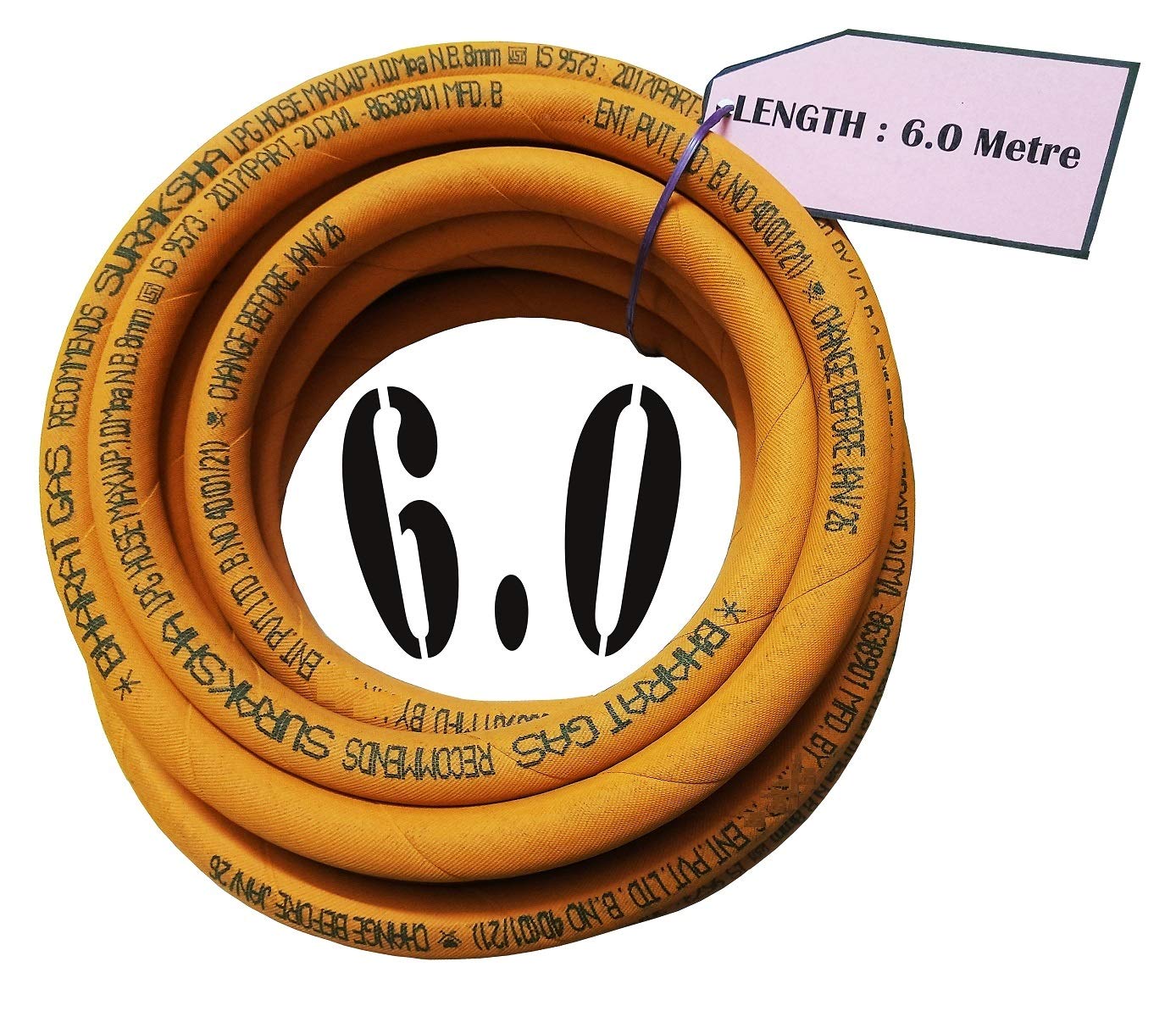 US24 ISI Marked Suraksha LPG Hose Pipe 6m long Steel wire reinforced ...