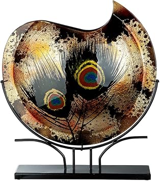 Amazon.de: GILDE GLAS art Design Deko Vase auf Metall Ständer - Glas ...