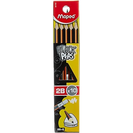 Maped Black Peps 2B Triangular Pencils, Pack of 10 : Amazon.in: Home ...