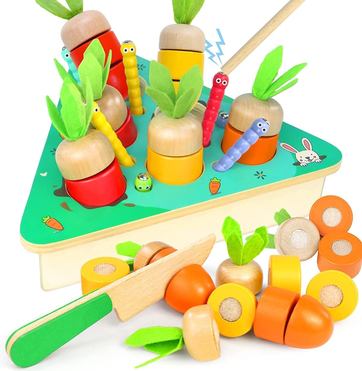 Amazon.com: 3 in 1 Pretend Cutting Play Food Carrot Harvest Catching ...