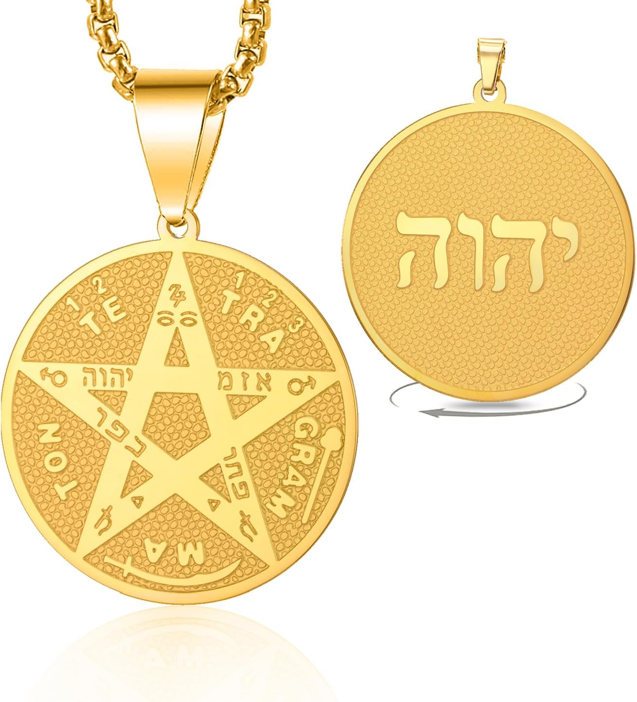 Amazon.com: VASSAGO Tetragrammaton Pentagram Necklace For Men Women ...
