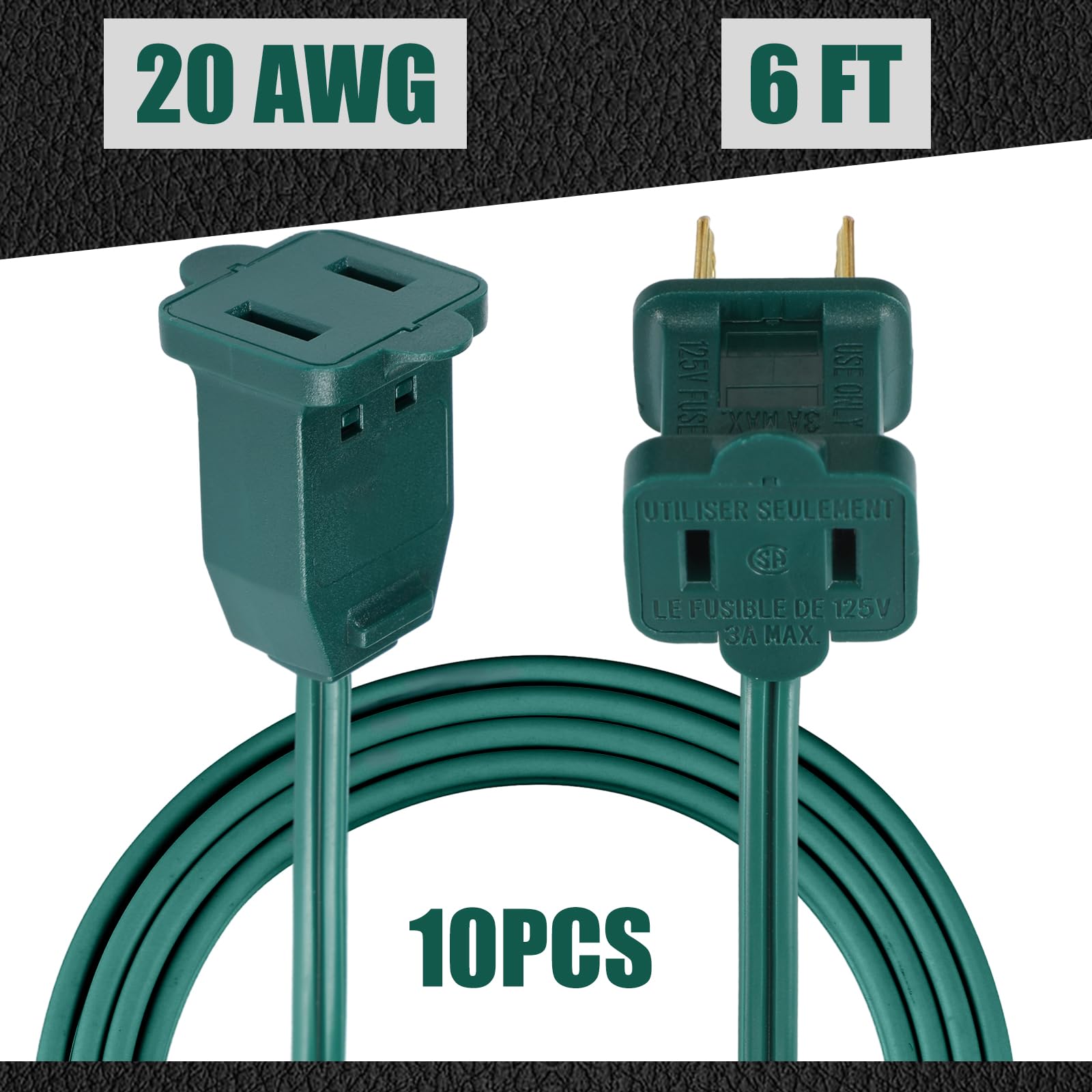 Snapklik.com : Kanayu 10 Pack Indoor Extension Cord 2 Prong Electric ...