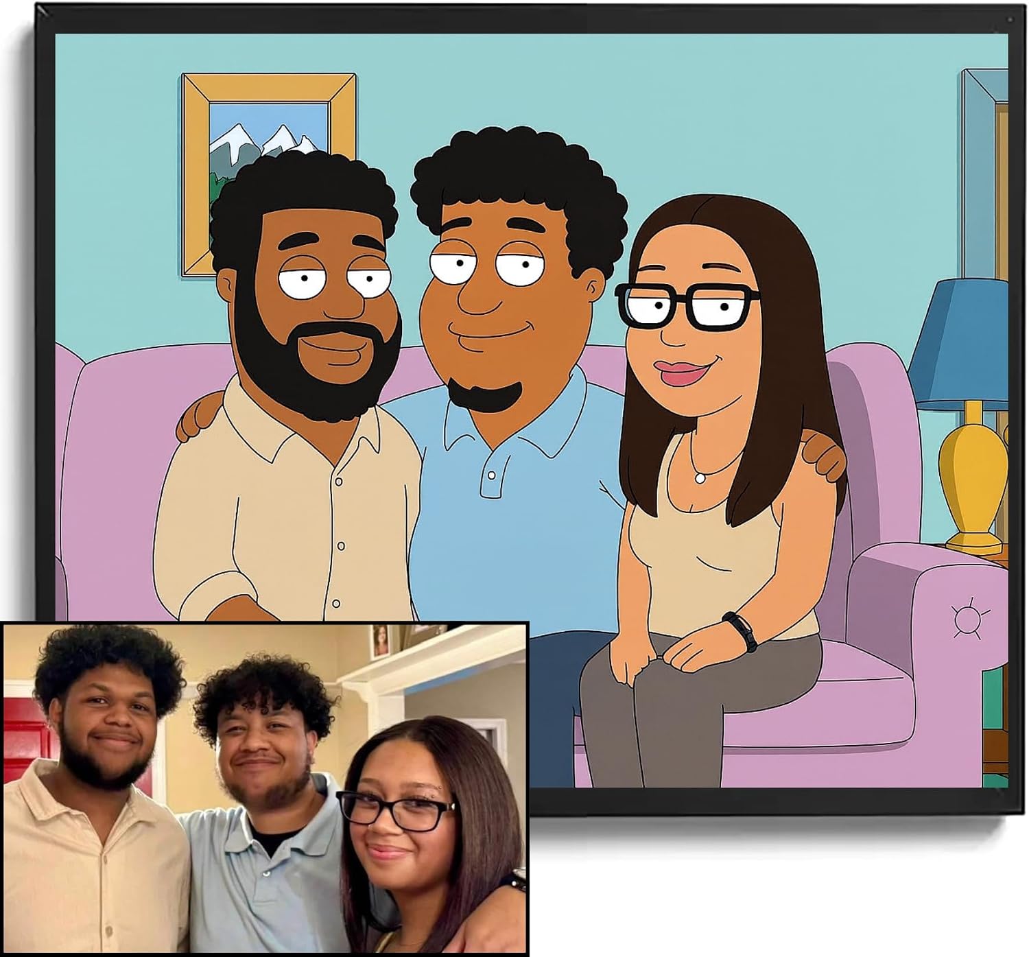 Amazon.com: Custom family-guy style cartoon portrait – personalized ...