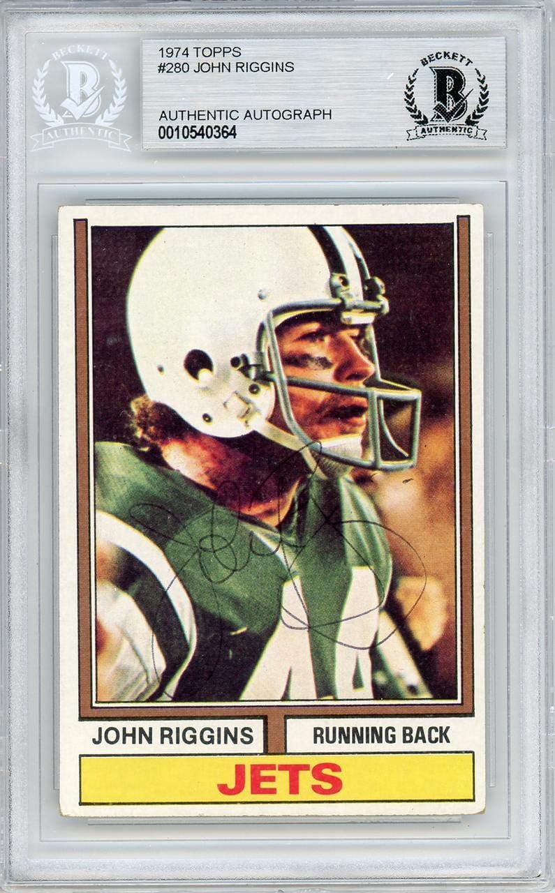 John Riggins Autographed 1974 Topps Card #280 New York Jets Beckett BAS ...