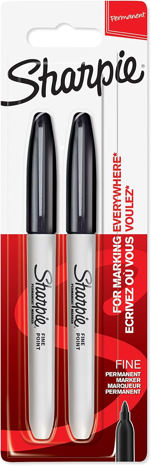 SHARPIE Rotuladores permanentes de punta fina, 2 unidades, color negro ...
