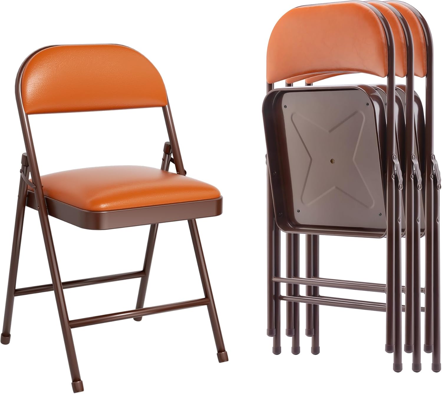 Amazon.com: SKOK 4 Pack Padded Folding Chairs with Upholstered Cushion ...