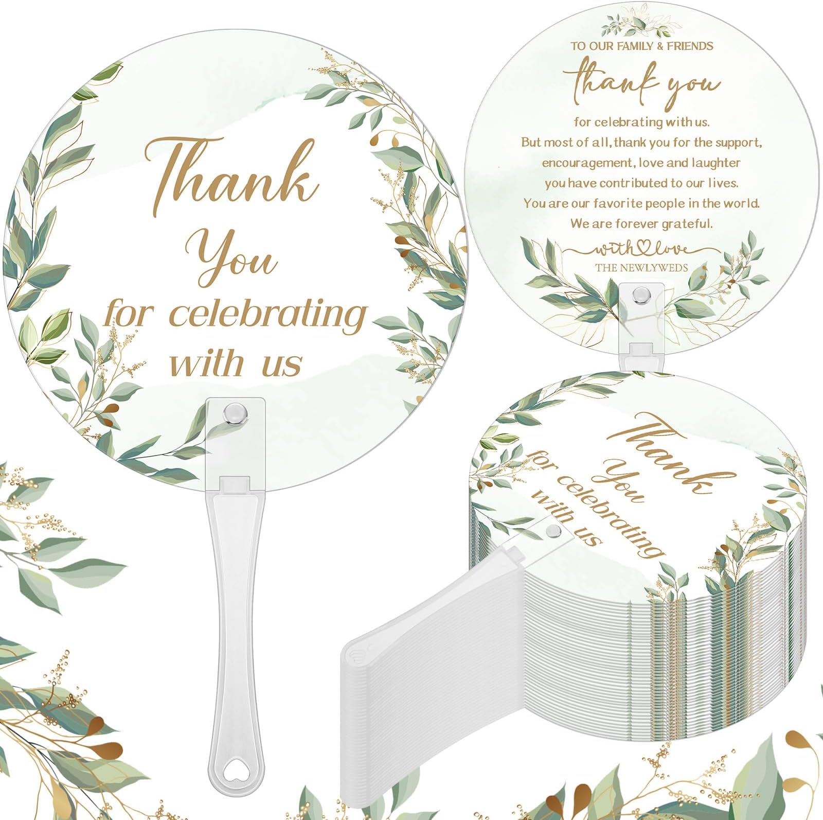Amazon.com: Beeveer 100 Pcs Handheld Foldable Fan Wedding Fans Wedding ...
