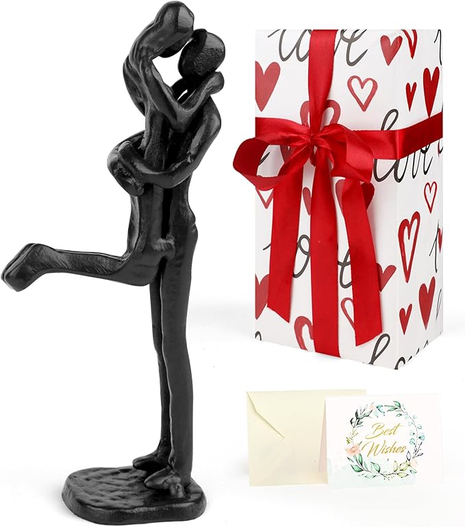 Amazon.com: Kresecioo Loving Couple Iron Sculpture, Black Metal Couple ...