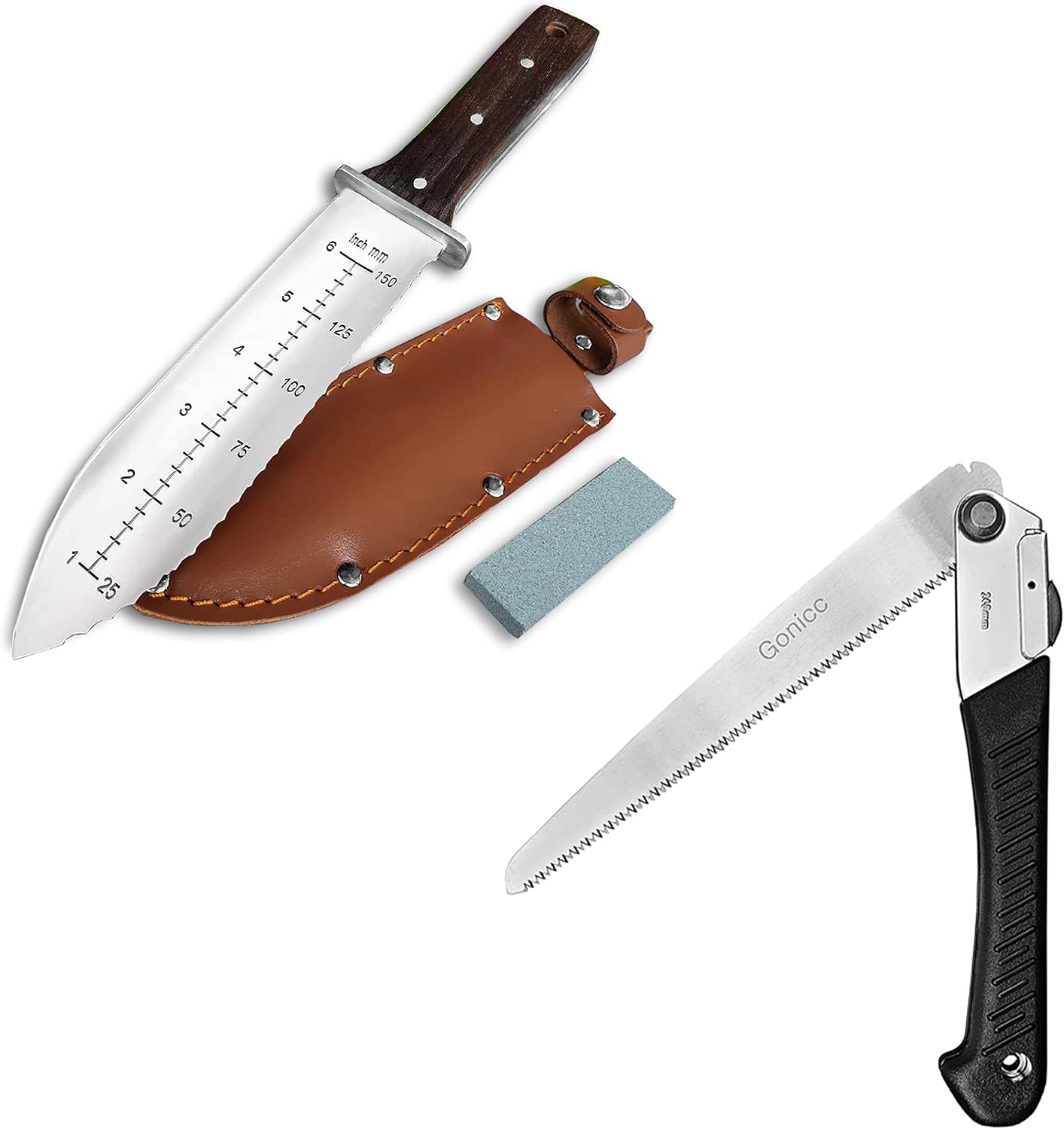 Amazon.com : gonicc Professional Hori Hori Garden Knife with Leather ...