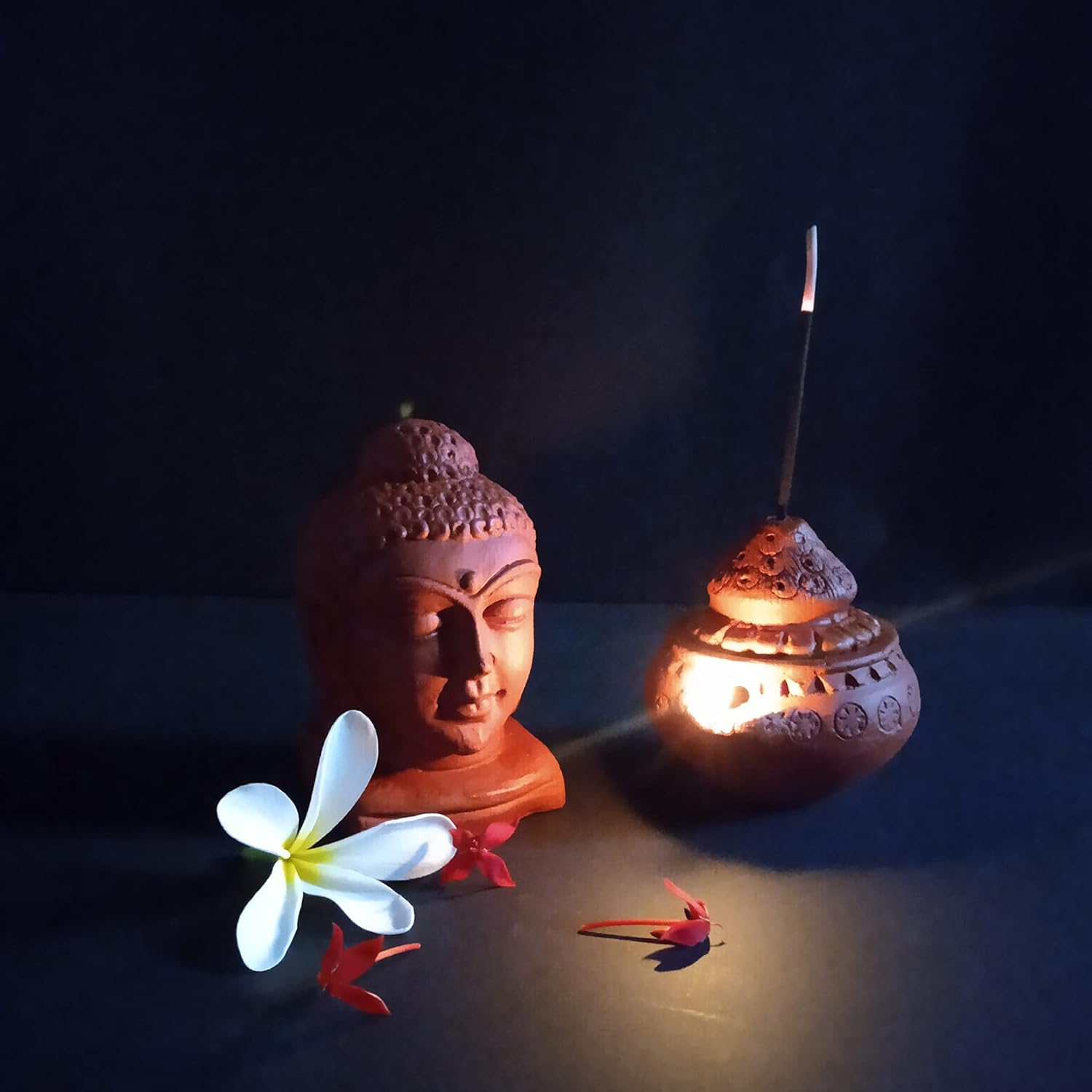 Buy Prosperity Handcrafted Terracotta Buddha Face Figurine Statue with ...