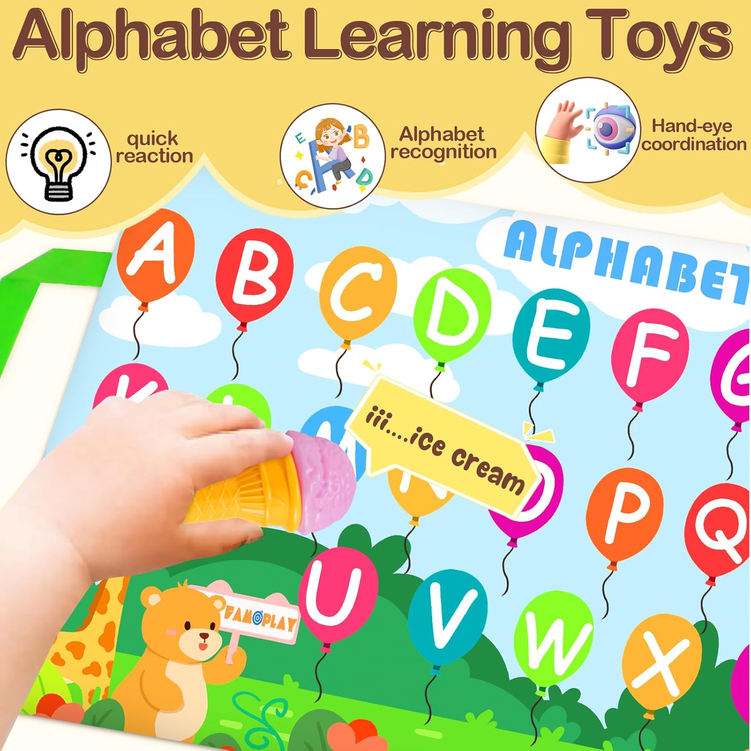 FAMOPLAY Juguetes de aprendizaje del alfabeto, caja misteriosa del ...