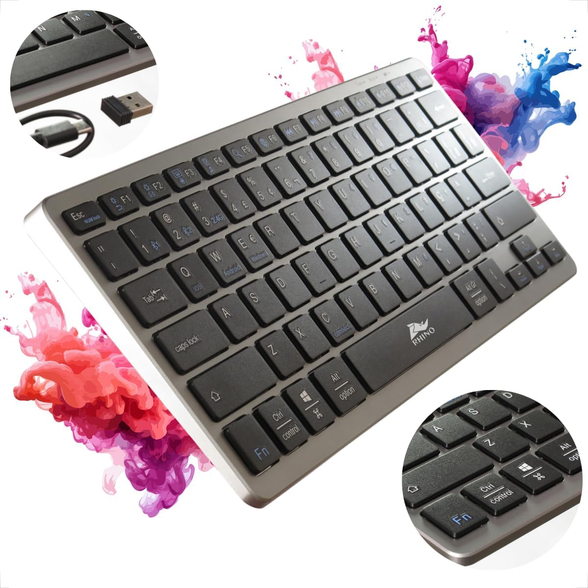 Teclado Sem Fio Ultra Fino Bluetooth Para Tablet e Celular, Computador ...