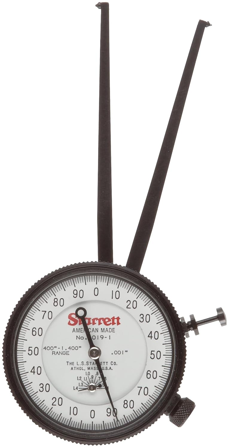 Starrett 1019-1 Caliper Gauge, Pointed Jaw, White Face, 0.4-1.4" Range ...