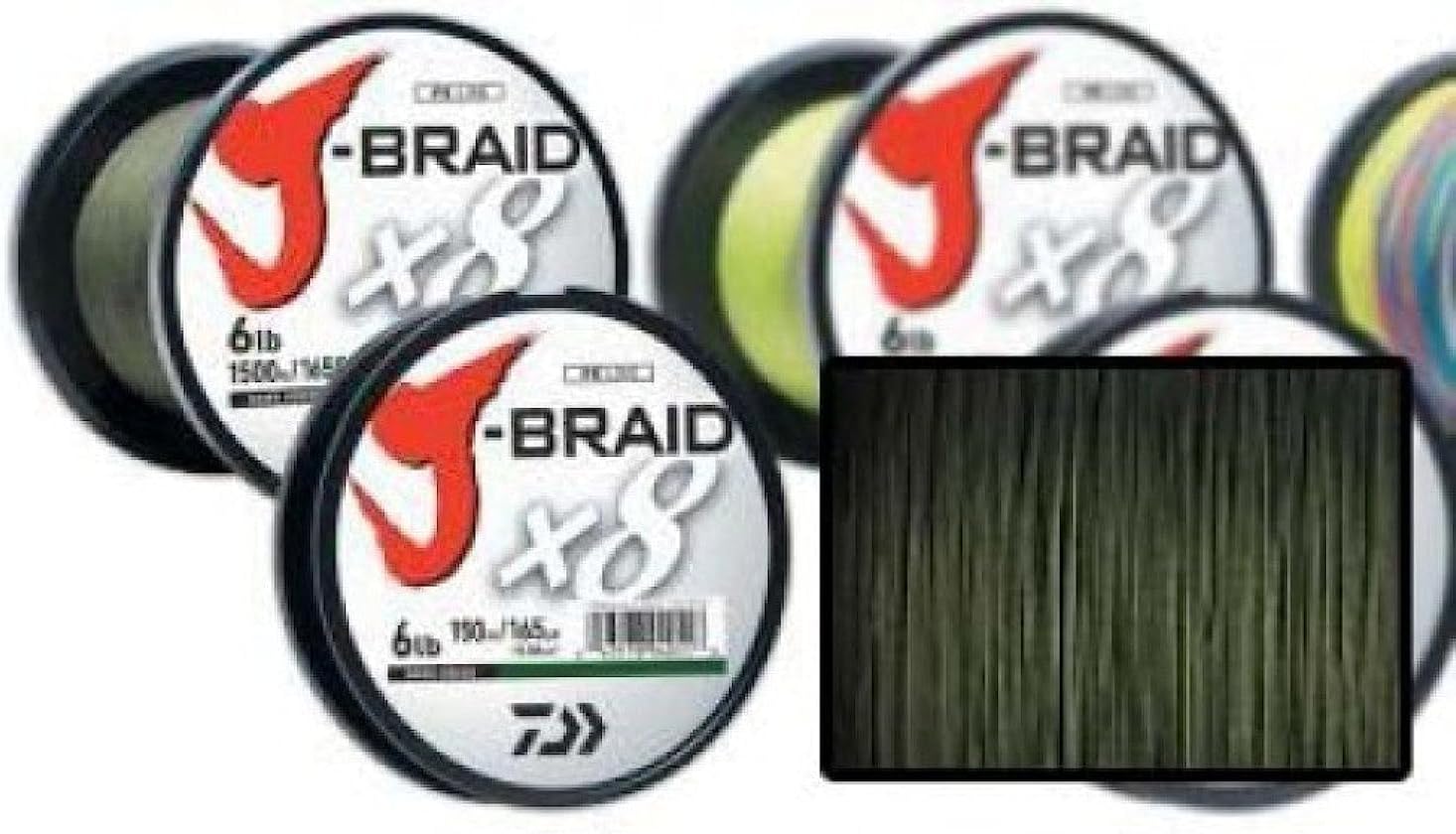 Daiwa 2 STK J-Braid 8 Braid 0.10mm, 6,0kg/13,0lbs, 300m dunkelgrün ...