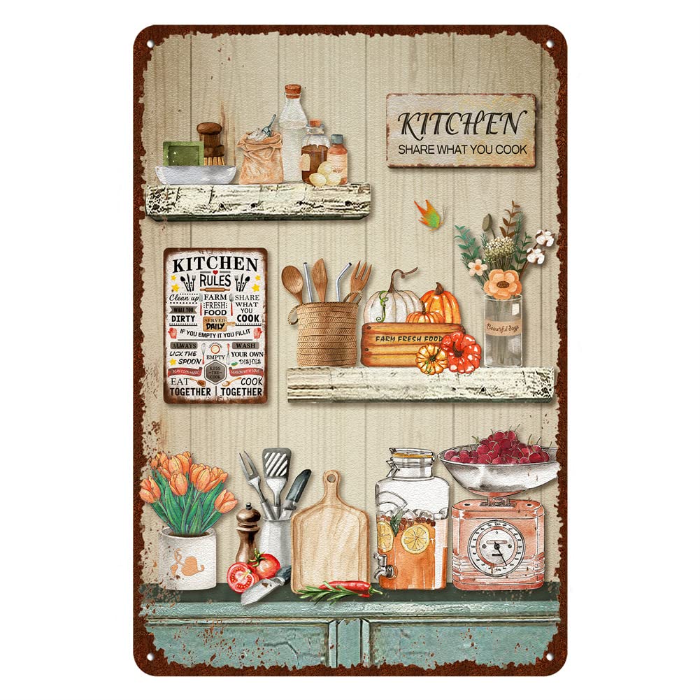 Amazon.com : Vintage Farmhouse Kitchen Sign Kitchen Metal Signs Rustic ...