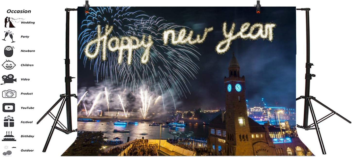 Buy Leowefowa 7X5FT Happy New Year Backdrop Big Ben London Night View ...