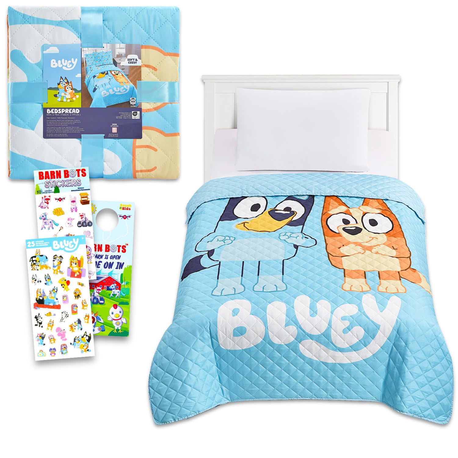 Amazon.com: Disney Bluey Twin Bedspread Set for Kids - Bundle with ...