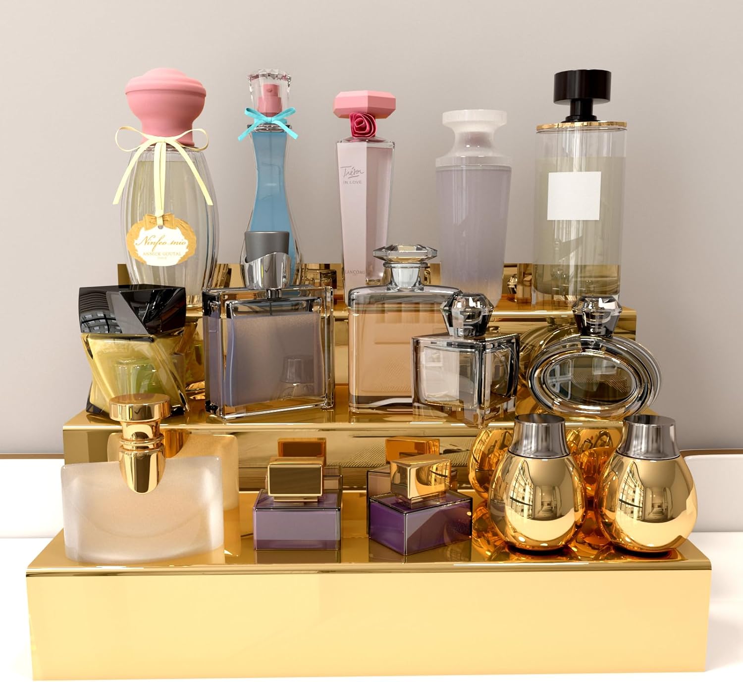 Amazon.com: YMVV 12 IN Mirror Gold Acrylic 3 Tier Display Riser Perfume ...