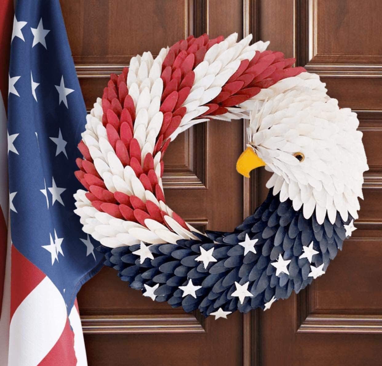 American Flag Wreath With Eagle 4th Of July Wreath For Front Door 2025 ...
