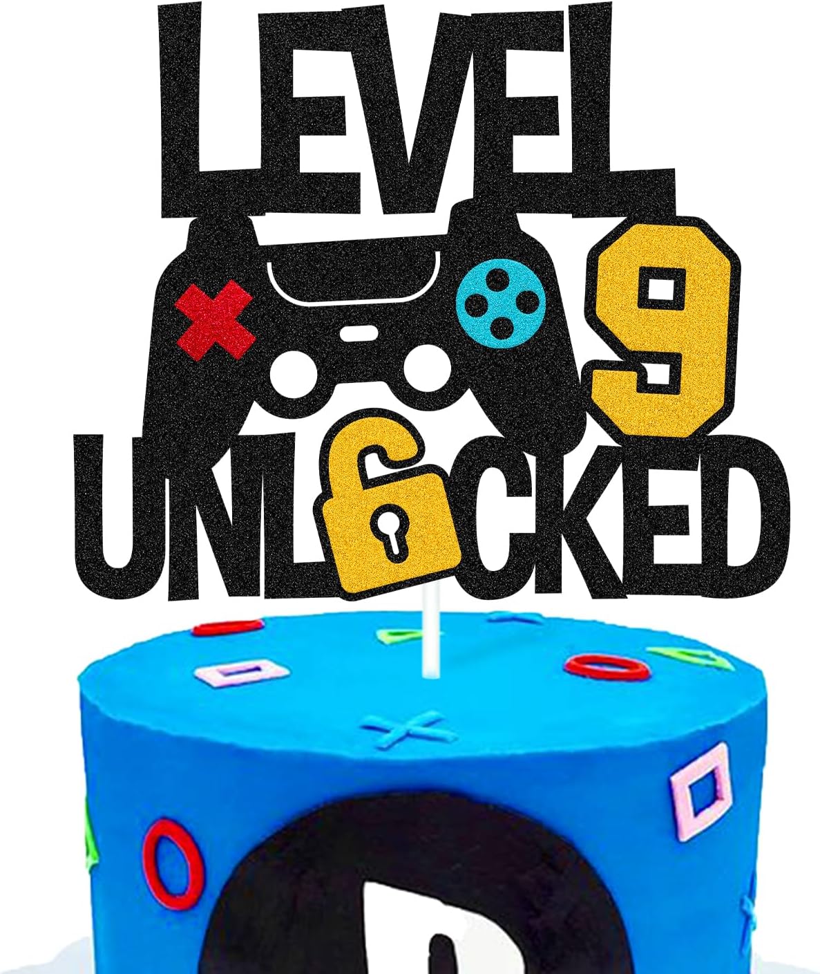 Amazon.com: Level 9th Unlocked Cake Topper Game Controller 9s Cake ...