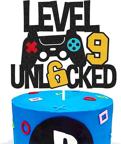 Amazon.com: Level 9th Unlocked Cake Topper Game Controller 9s Cake ...