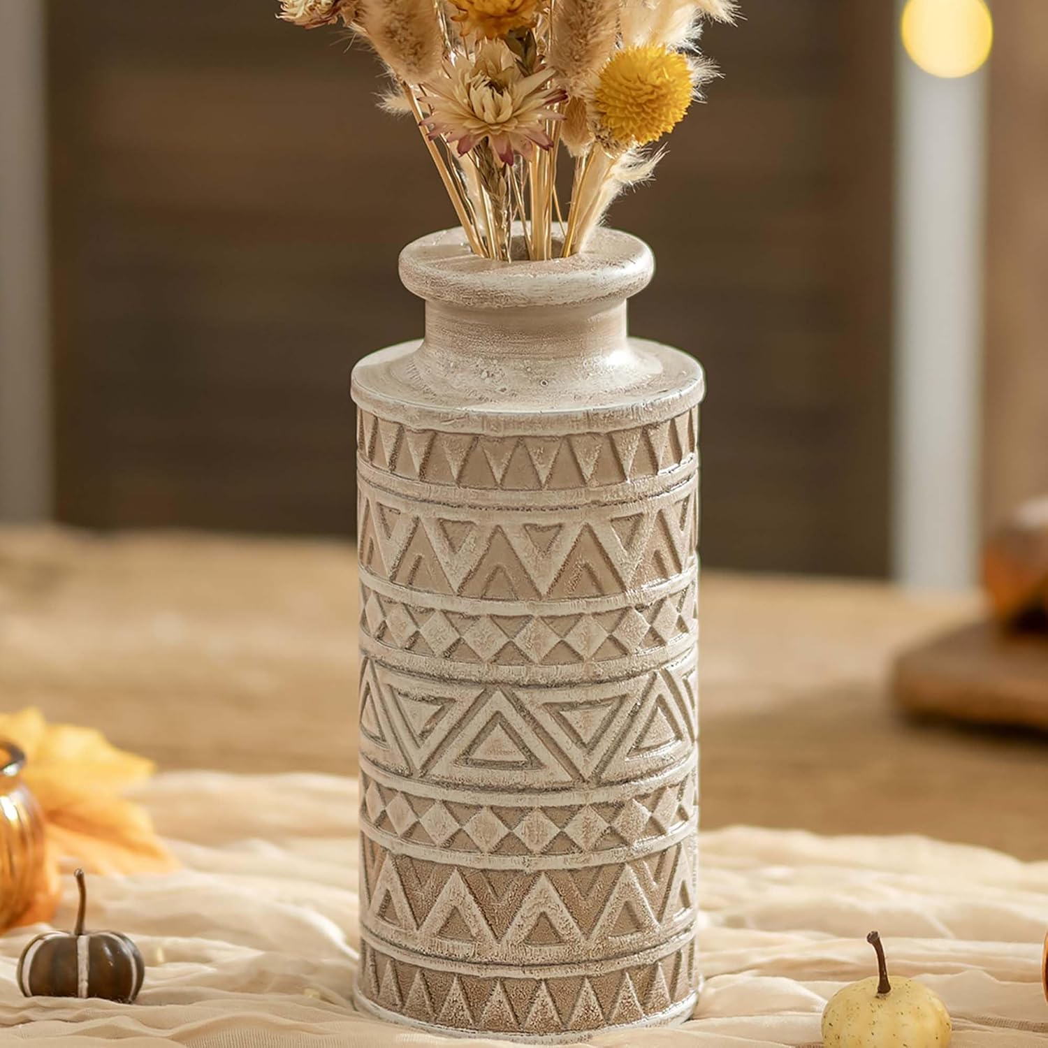 Amazon.com: Hanobe Boho Vases Home Decor: Rustic Farmhouse Wood Vase ...
