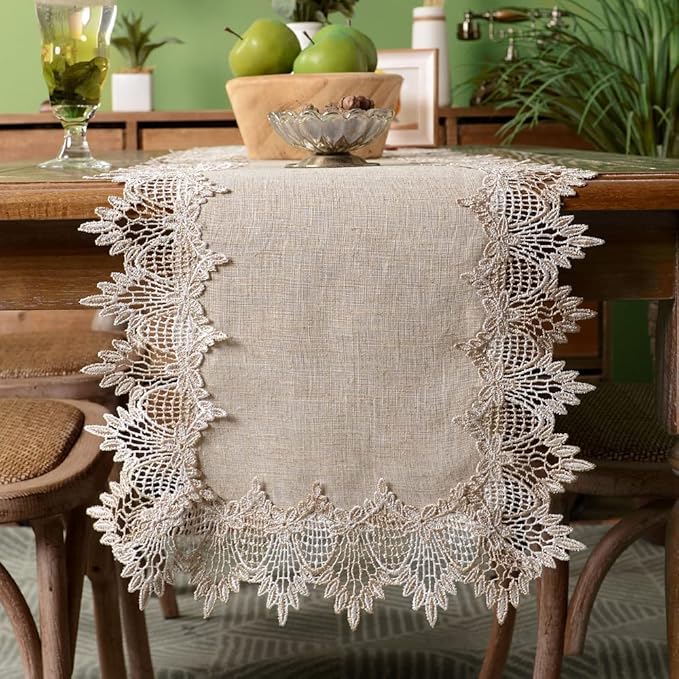 Amazon.com: ARTABLE Grey Table Runner Coffee Farmhouse Rustic Macrame ...