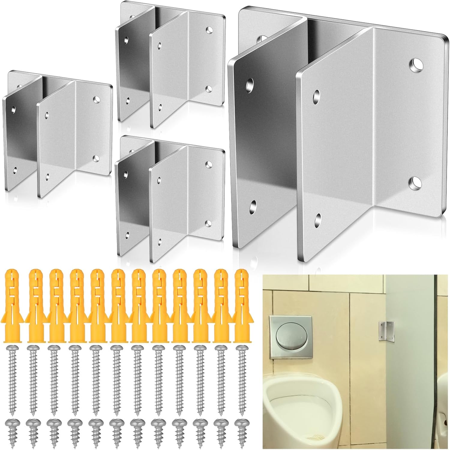 Blulu 4 Pack Large Two Ear Urinal Screen Bracket for 1 in. Thick Panels ...