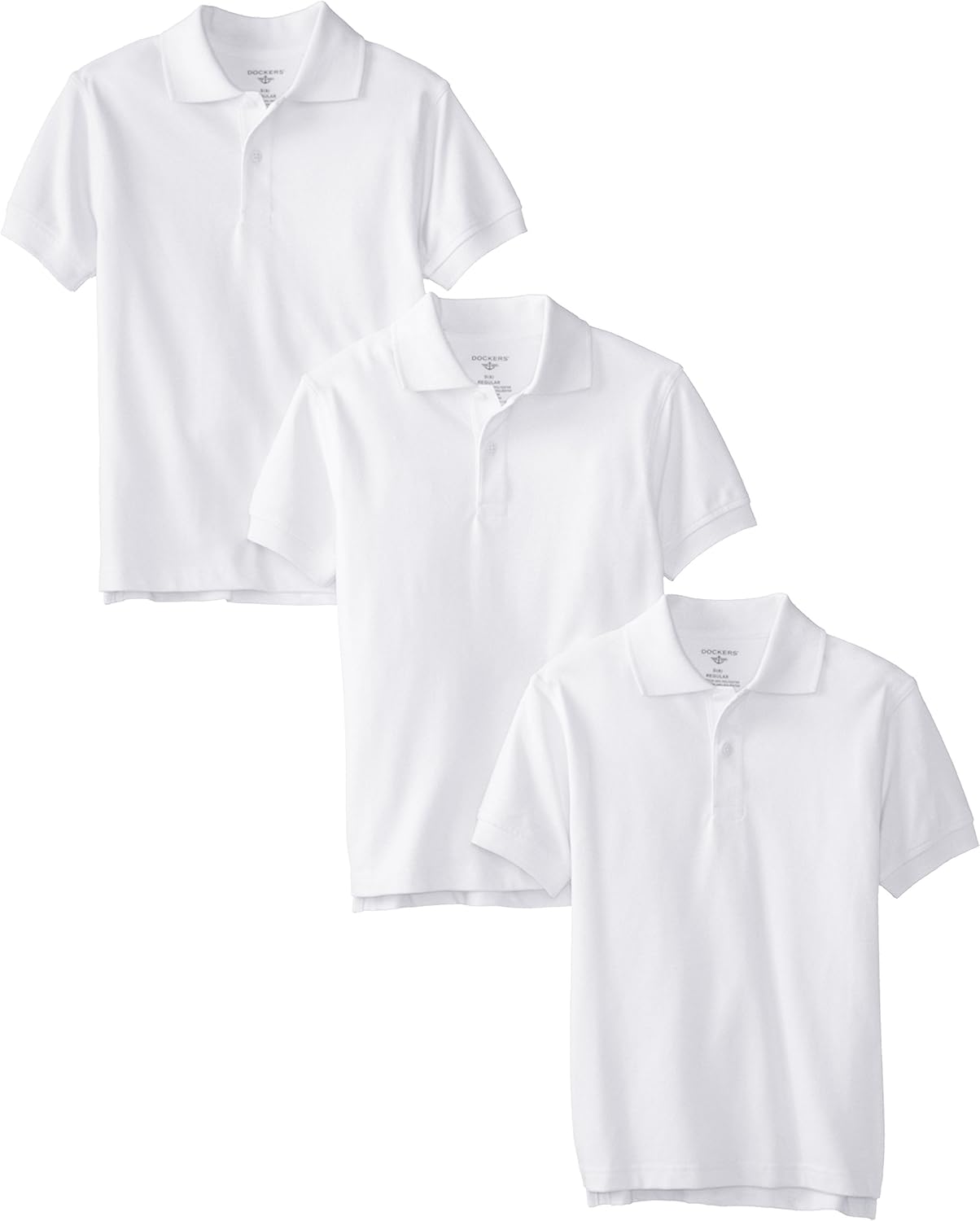 Amazon.com: Dockers Big Boys' Uniform 3 Pack Husky Short Sleeve Pique ...