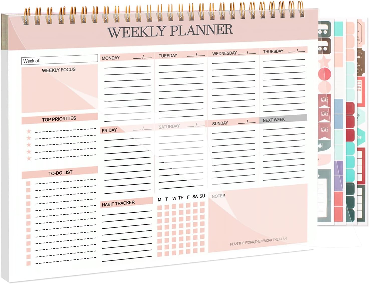 Undated Weekly Planner- Weekly Goals Notebook, A5 To Do List Planner ...