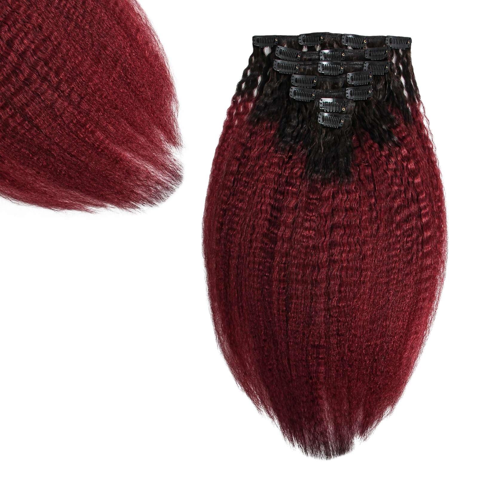 Amazon.com : SIYUSI Kinky Straight Clip In Extensions, 100% Brazilian ...