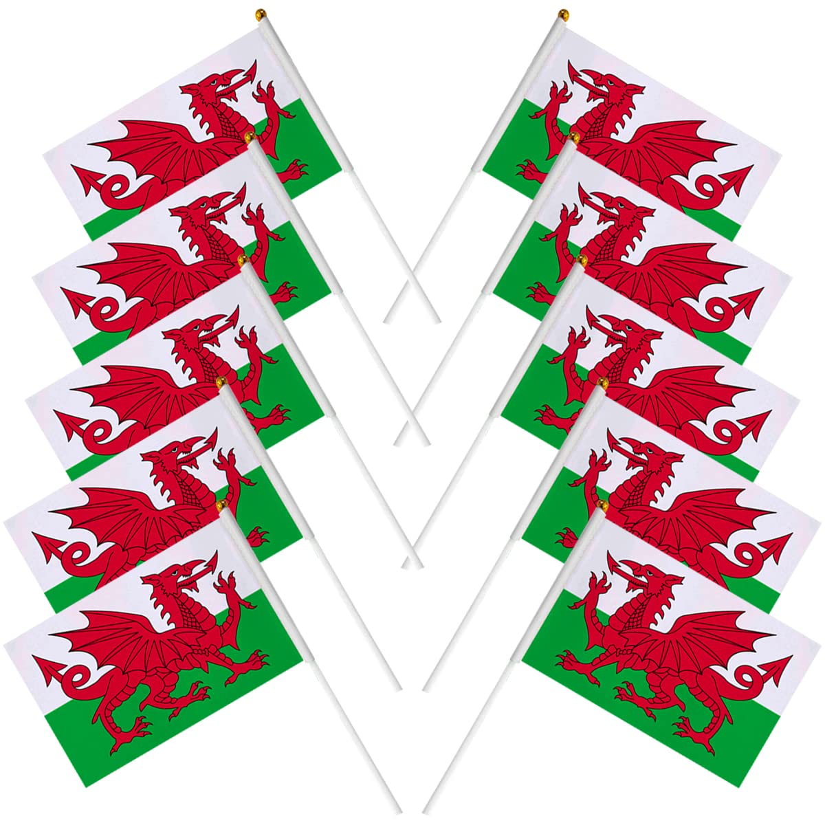 10pcs Wales Hand Waving Flags,8.5”x5.3”Hand Waving Flags with Sticks ...