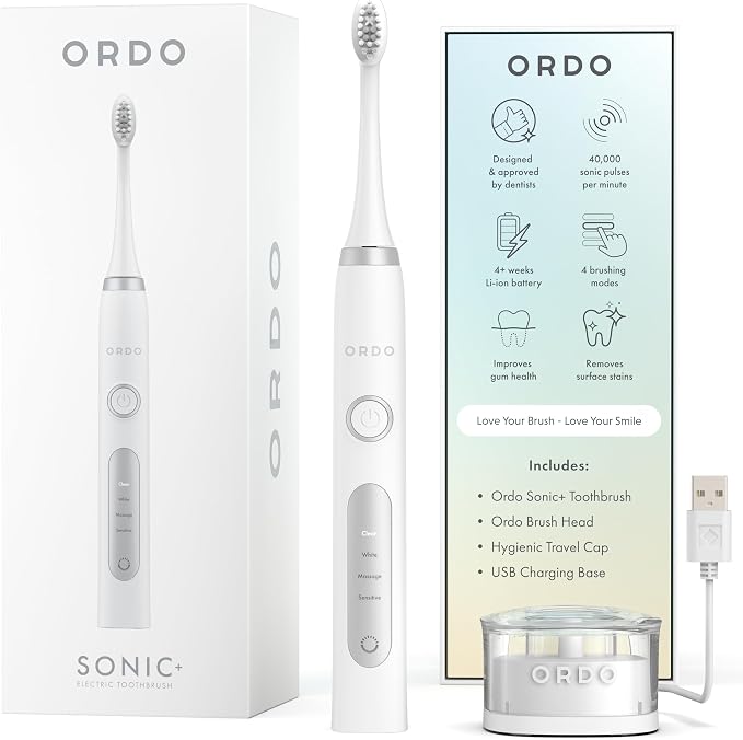 Ordo Sonic+ Electric Toothbrush for Adults, Advanced Tech, 4 Brushing ...