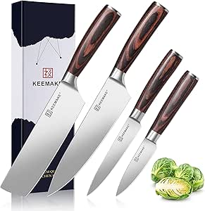 Amazon.com: KEEMAKE Kitchen Knife Set of 4pcs - Sharp Kitchen Knives ...