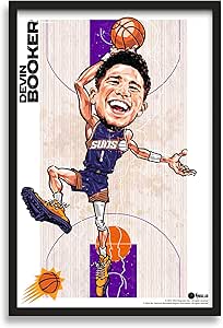 Amazon.com: Sporticulture Framed Devin Booker Team Court Caricature 14 ...