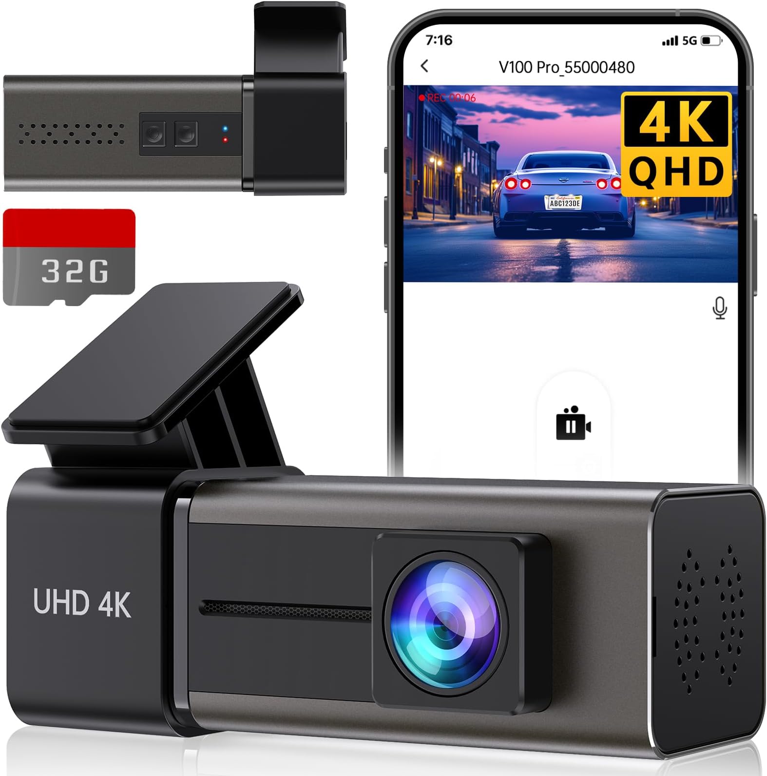 Amazon.com: Dash Cam 4K WiFi Front Dash Camera for Cars, E-YEEGER Car ...